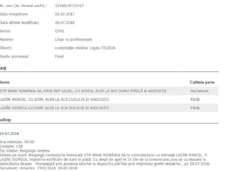 Dare In Plata OTP Bank-Notificare Dare In Plata Otp Bank Mentinuta De ...